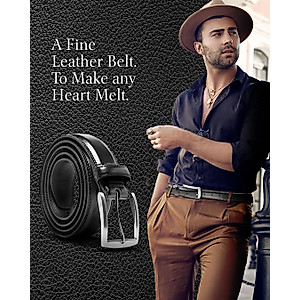 Access Denied Genuine Leather Dress Belts For Men - Mens Belt For Suits, Jeans, Uniform Black Belt - Designed in the USA