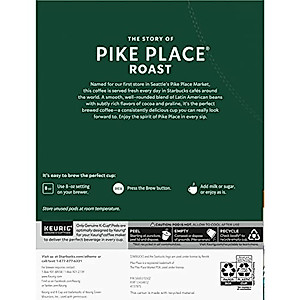 Starbucks Pike Place Roast Coffee K-Cup Portion Packs for Keurig Brewers, 72 Count (3 boxes of 24 K-Cups)