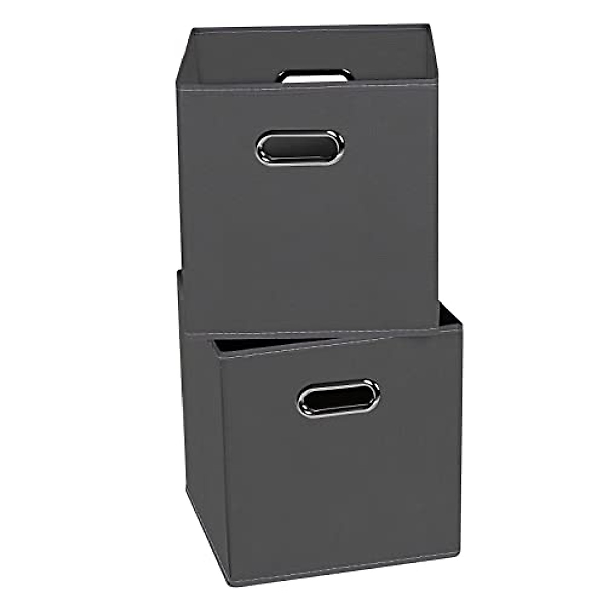 NieEnjoy Fabric Storage Bins Cubes ,Foldable Storage Cubes Bins Organizer Baskets with Dual Handles for Home Container Set of 2,(Grey)