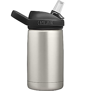 CamelBak Eddy+ Kids 12 oz Bottle, Insulated Stainless Steel with Straw Cap - Leak Proof When Closed, Bare Steel
