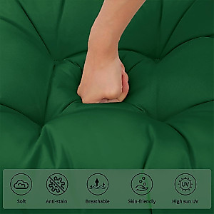 EAIMi Outdoor Chair Cushions - Waterproof Tufted Seat Cushions for Patio Furniture Set of 2 - U Shaped Memory Foam Overstuffed Patio Cushions for Wicker Chair with Round Corner 19"x19"x5" Frost Green