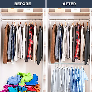 STO STO 1 Pack Closet Hanging Rod, Length and Height Adjustable Closet Rod, Space-saving Closet Extender Hanging Bar for Hanging Clothes, Chrome