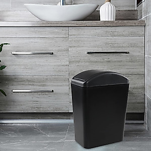 Melontray 3 Pack 4.5 Gallon Swing lid Garbage Can, Plastic Trash Bins for Office, Kitchen, Bathroom, Bedroom, Black