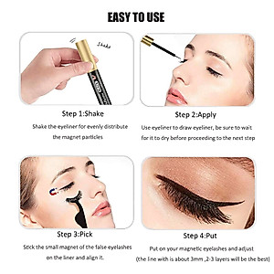 HSKIE 3 Tubes Magnetic Eyeliner for Magnetic Eyelashes Magnetic Eyelashes Glue Gold Pack03