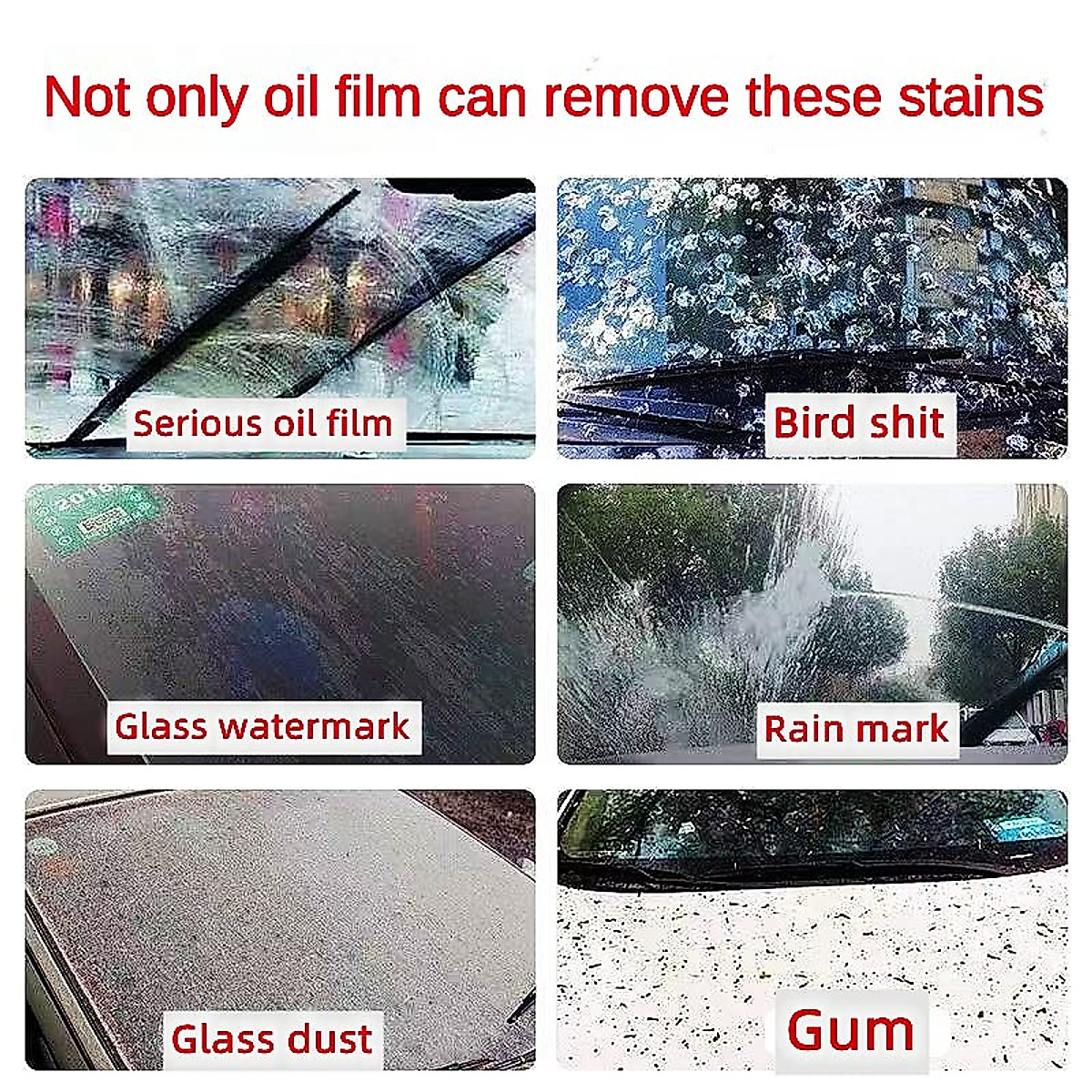 EMSUM Auto Glass Oil Film Remover, Glass Cleaner, Strong Decomposition of Glass Oil Film, Remove Dirt, Water Stains. Suitable for (windshields, Mirrors, car Windows and Household Glass Products)