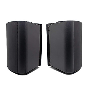 Herdio 5.25 Inch Indoor Outdoor Bluetooth Speakers Patio Waterproof Wired Wall Mount System 300 Watts (Black)