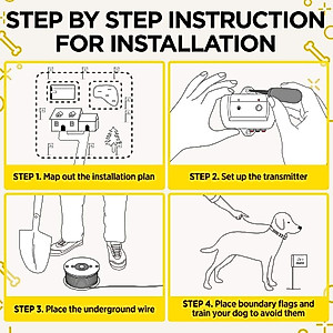 Dogtra E-Fence 3500 In Ground Fence for Dogs Wireless Rechargeable Collar 40-Acre Vibration Outdoor Underground Wire Electric Dog Fence