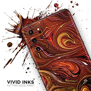 DesignSkinz Red Acrylic Swirl Protective Vinyl Decal Wrap Skin Cover Compatible with The Samsung Galaxy S20 (Screen Trim & Back Glass Skin)