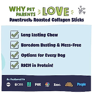 Pawstruck All Natural 11-12" Roasted Collagen Sticks for Dogs - Low Odor & Long Lasting Alternative to Bully Sticks and Rawhide Chews - Grain Free, Single Ingredient & Vet Approved - 5 Pack
