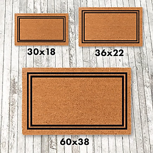 COCO MATS 'N MORE Blue Double Bordered Monogrammed Coco Doormat 38" x 60" with Vinyl Backing | Entry Rugs | Unique, Personalized Door Mats Outdoor | Tough Coconut Husk Scrapes All Dirt Off Shoes