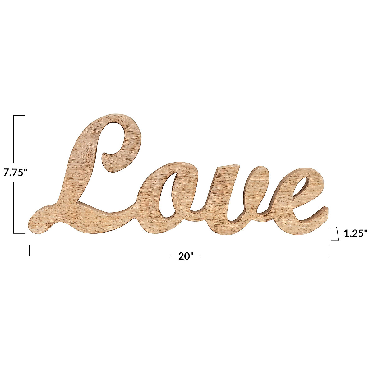 Creative Co-Op Mango Wood Word Cut-Out Love Décor, Brown