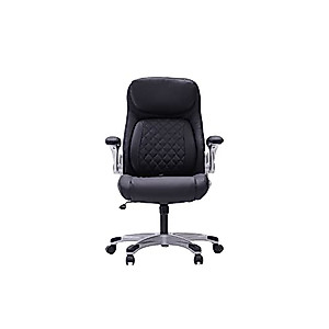 Nouhaus +Posture Ergonomic PU Leather Office Chair. Click5 Lumbar Support with FlipAdjust Armrests. Modern Executive Chair and Computer Desk Chair (Black)