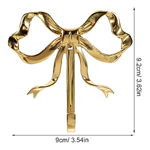 LOGOFUN 2pcs Bow Hook Bowknot Hook Bow Hooks for Wall Bowknot Brass Hook Gold Wall Hook for Hanging Coat Hat Towel - Large (3.62X3.54X0.79in)