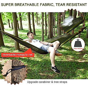 FIRINER Camping Hammock with Rain fly Tarp and Mosquito Net Portable Single Double Hammock Tent with Tree Strap Backpacking Hammock with Rain Cover for Hiking Travel Yard Activities Green