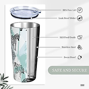 Yaxongx 20oz Tumbler Leopards Tiger Zebra Double Wall Vacuum Insulated Coffee Mug with Lid and Metal Straw Brush Reusable Stainless Steel Water Bottle Travel Cup Gifts for Car Ice Drinks Hot Beverage