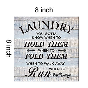Laundry Room Sign Funny Wall Art Prints Canvas Painting Rustic Laundry You Gotta Know When to Hold Them Print Country Home Decor 8" x 8"