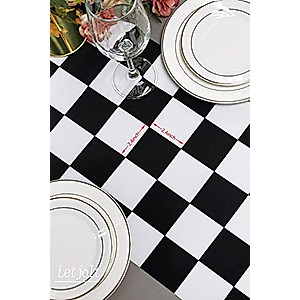 Table Runner Black and White Checkerboard Racing Theme for Anniversary Runner Dinner Parties Supplies Birthday Party Wedding Winter New Year Decorations 12 x 72 Inches