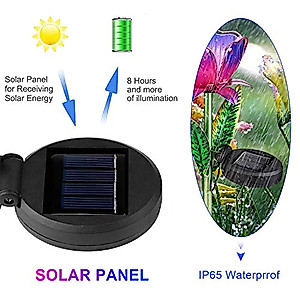 ZFRANC Solar Stake Lights Outdoor Glass Flower Stakes with LED Panel,Garden Landscape Accent Lamp for Lawn Patio & Courtyard