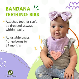 Baby Bandana Teething Bibs with Attached Silicone Teether - Set Of 4 - Solid Pinks