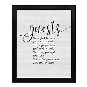 Guests-We're Glad to Have You - Welcome Sign Wall Art, Modern Typographic Wall Print - Perfect Home Decor, Guest Room Decor, Cabin & Lake House Decor Inviting Message for Guests - Unframed - 11 x 14