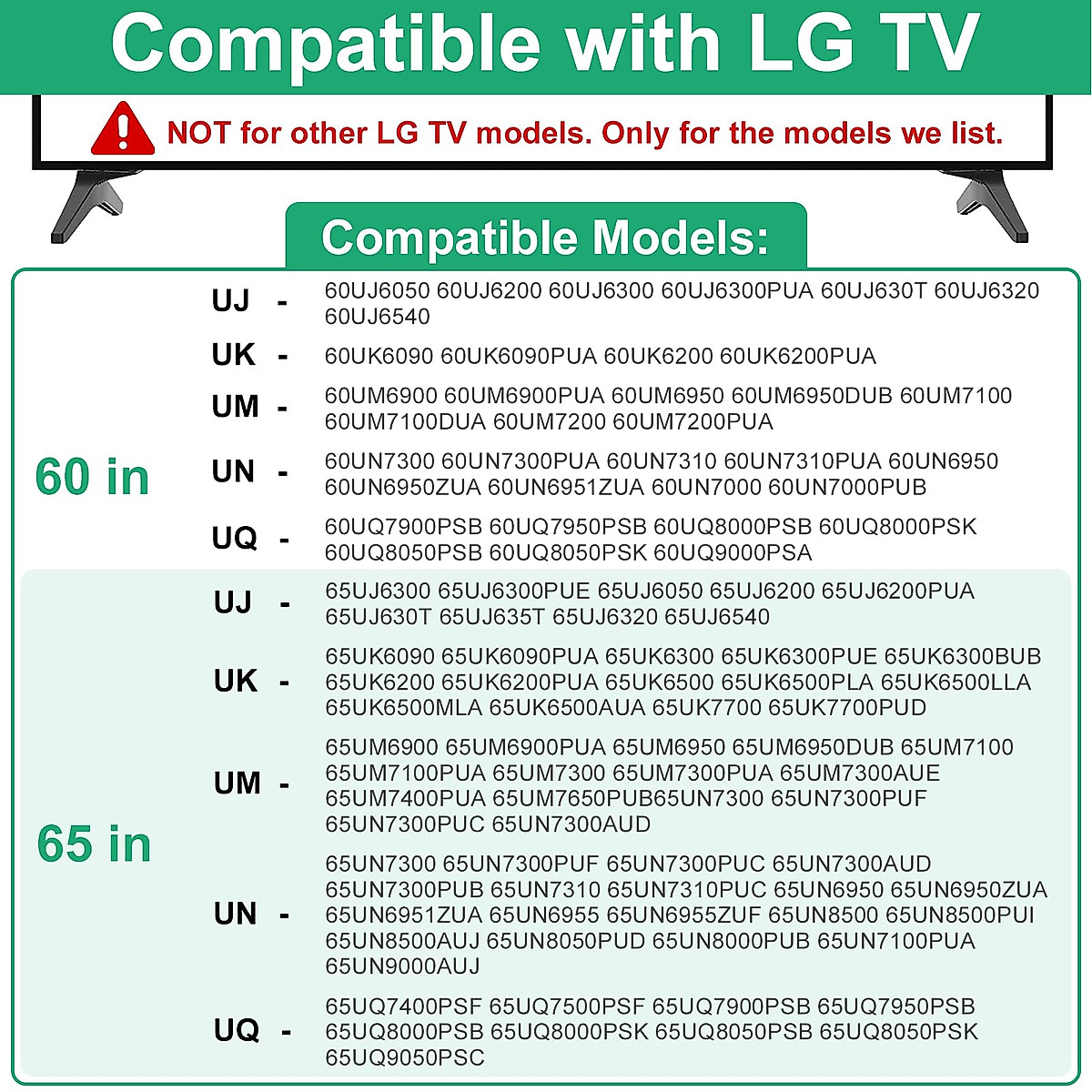 TV Stand for LG TV Replacement Stand, TV Stand Legs for 60 65 Inch LG TV Legs 60UJ6050 60UK6090 60UM6900 60UN7300 65UJ6300 65UK6090 65UM6900 65UM7300PUA 65UN6950 Stand for LG TV Stand Base with Screws