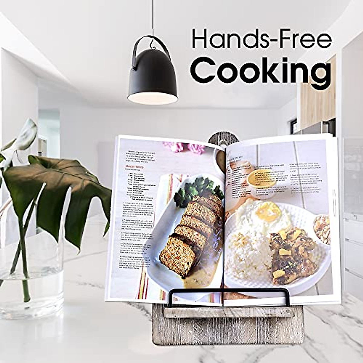 Cookbook Stand Wood Cookbook Holder: Farmhouse Kitchen Cookbook Stand - Adjustable Cookbook Recipe Stand Gray