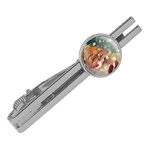GRAPHICS & MORE Christmas Holiday Santa Claus Tasting Snowflakes Round Tie Bar Clip Clasp Tack Silver Color Plated
