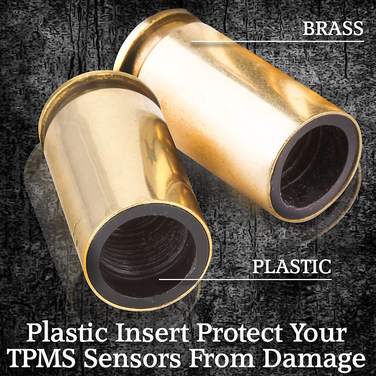 Lucky Shot - 40 Cal Bullet Shell Casing Tire Valve Stem Caps | Tire Pressure Caps | Stem Tires Accessories for Cars, SUVs, BMX Bike, Bicycle, Truck, Motorcycle | Brass Stems Covers (Set of 4)