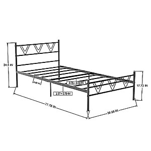 Liink1Ga Twin Bed Frames with Headboard, Twin Bed Frame No Box Spring Needed, No Squeaky, Easy to Assemble Twin Size Bed Frames, Victorian Style