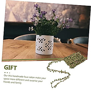 DOITOOL 3 Rolls Simulated Rope and Rattan Braid Accessories Plant Gift Jungle Decor Artificial Leaf Ribbon Natural Jute Rope Burlap Leaf Ribbon Simulation Rope Gift Wrapping Rope