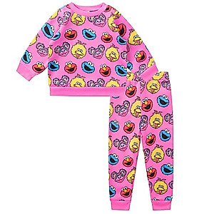 Sesame Street Elmo, Cookie Monster, Big Bird and Abby Cadabby Girls Long Sleeve Shirt and Pants Set for Infant and Toddler