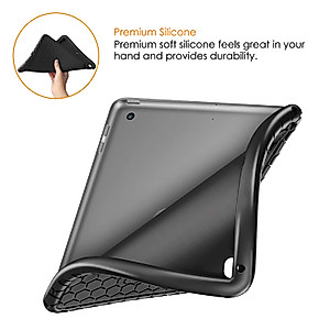 Fintie Case for iPad 6th / 5th Generation (2018/2017), iPad Air 2 / Air 1 (9.7 Inch) - [Honey Comb Series] Lightweight Anti-Slip Kids Friendly Shockproof Silicone Cover, Black