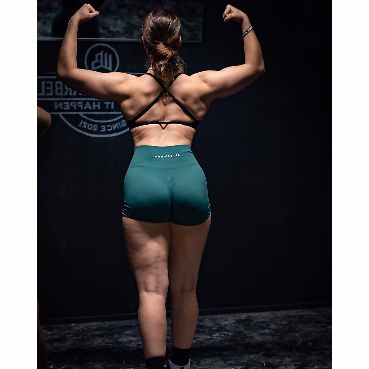 ALTERWEGAL Amplify Shorts High Waist Workout Seamless Scrunch Gym Greyish Teal