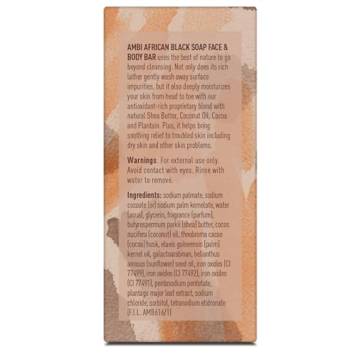 Ambi African Black Soap Face & Body Bar, Cleans and Nourishes Skin, Rinses Clear, 5.3 Ounce