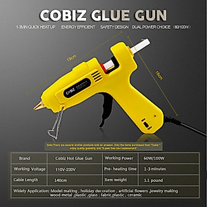 Colaer Hot Glue Gun High Temp-Full Size (Not Mini) 60/100W Dual Power Heavy Duty Melt Glue Gun Kit with 12 Pcs Premium Glue Sticks(0.43"x8") for Arts & Crafts Use,Christmas Decoration/Gifts