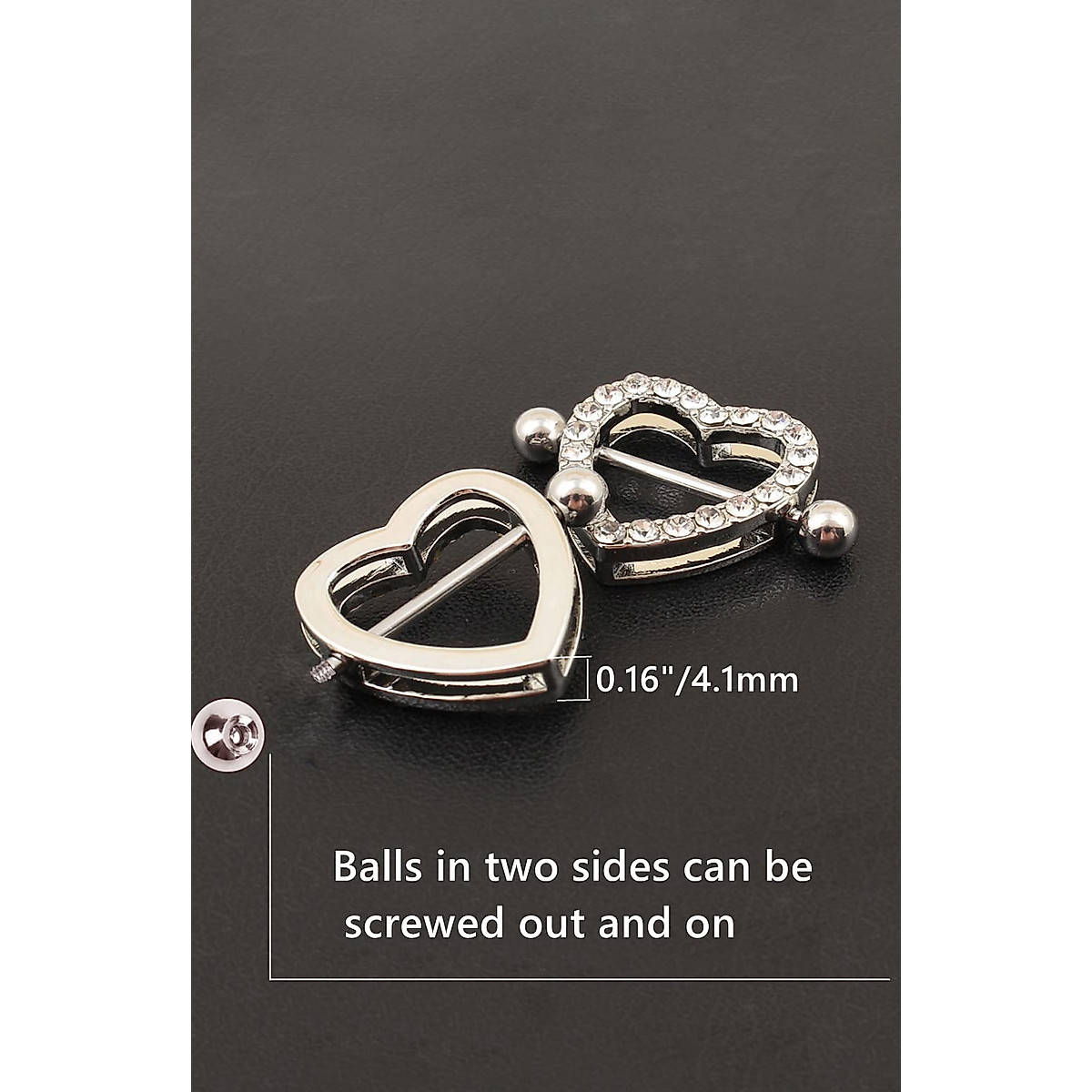 IrbingNii Stainless Steel Heart Nipple Rings Nipple Piercings for Women Girls Body Piercing Jewelry 14G