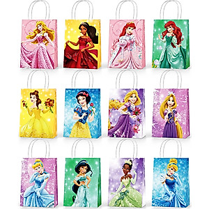 24PCS Princess Prince Party Favor Bags - Prince Princess Party Bags, Princess Birthday Bags with Handles, Princess Goodie Bags for Girls Gift Party Favor Decorations Theme Birthday Party Supplies