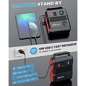 Car Jump Starter with Air Compressor, 150PSI 7000A Peak 24000mah (Up to All Gas or 8.0L Diesel Engine, 50 Times) Portable Jump Starter 12V Auto Battery Jump Pack QC 3.0 with 160W DC Out