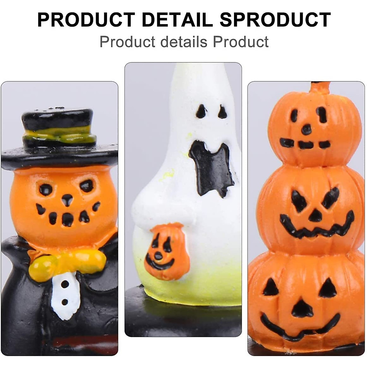 WINOMO 3Pcs Halloween Pumpkin Figurine Decorations,Halloween Pumpkin & Ghost Statue for Halloween Christmas Birthday Decor