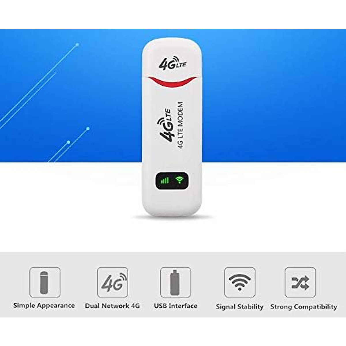 Yoidesu 4G LTE USB Modem,100Mbps Mobile Router,Network Hotspot,3G 4G Modem,Router,Support LTE B1/B3/B7/B8/B20 SIM/USIM FDD,WCDMA,TF Slot up to 32GB,Portable