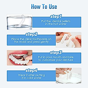 Fake Teeth, 2 PCS Dentures Teeth for Women and Men, Dental Veneers for Temporary Teeth Restoration, Nature and Comfortable, Protect Your Teeth and Regain Confident Smile
