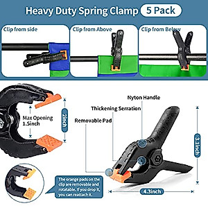 Hemmotop Green Screen Backdrop with Stand Kit 5x6.5ft for Zoom, 2-in-1 Reversible Blue Screen and Green Screen with Portable T-Shaped Background Support Stand, 5 x Backdrop Clip