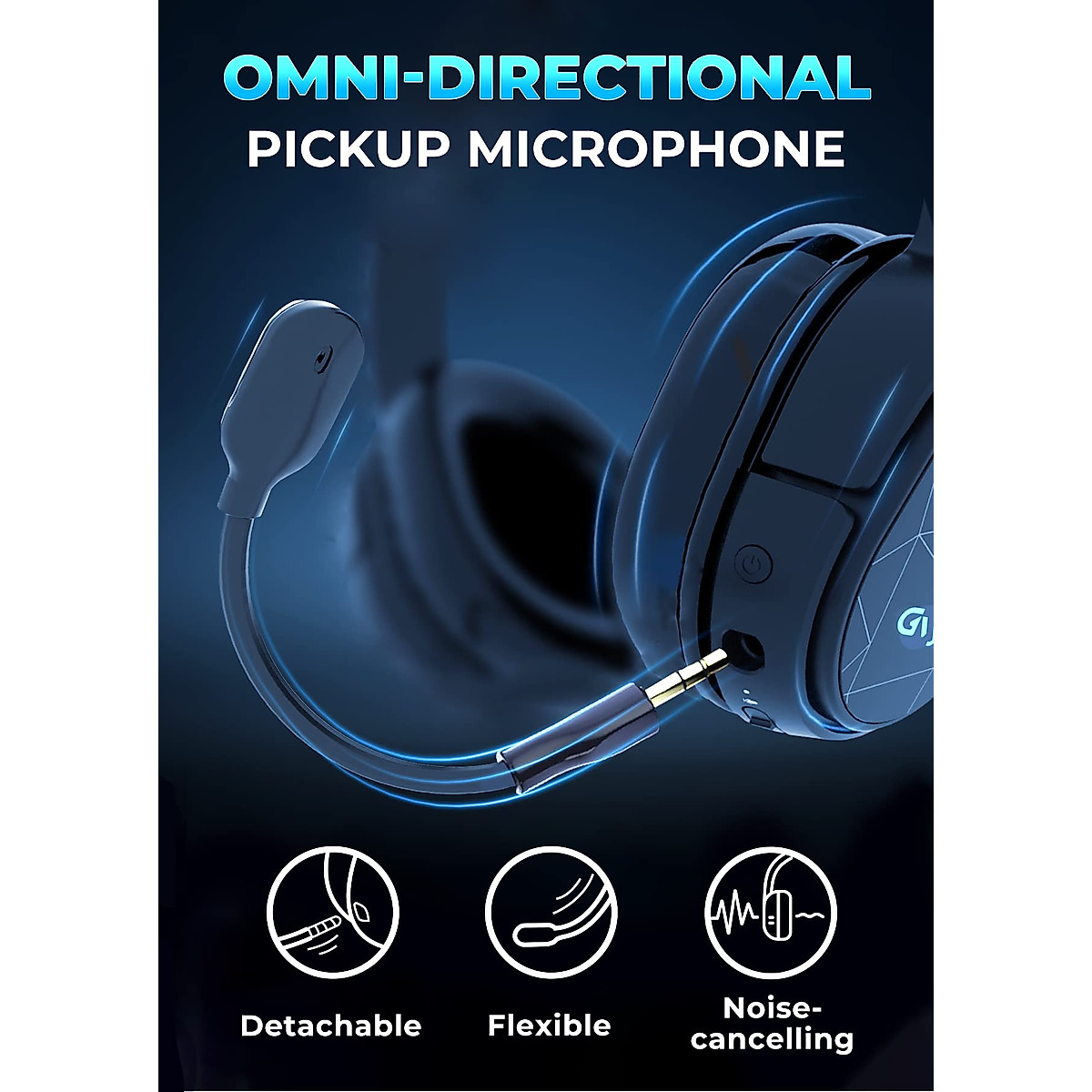 Gvyugke Wireless Gaming Headphones for PS5/PS4/PC/Nintendo Switch/Mac, 2.4GHz, Bluetooth 5.2 Gaming Headset with Mic for Mobile Device, Noise Canceling, Bass Surround, 50mm Driver,40H Battery