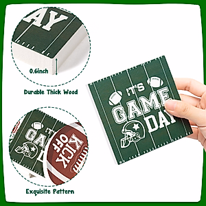 WATINC 4PCS Fall Football Tiered Tray Decor, Rugby It’s Game Day Wooden Centerpiece Sign, Football Themed Birthday Party Decoration Supplies, Rustic Farmhouse Table Décor for Home Kitchen Season Favor