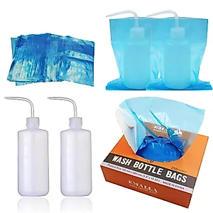 Gakonp 250pcs Tattoo Bottles Bags with 2pcs Tattoo Wash Bottles 250ml Tattoo Wash Bottle Disposable Squeeze Bottle Sleeves for Tattoo Supplies Tattoo Kits…