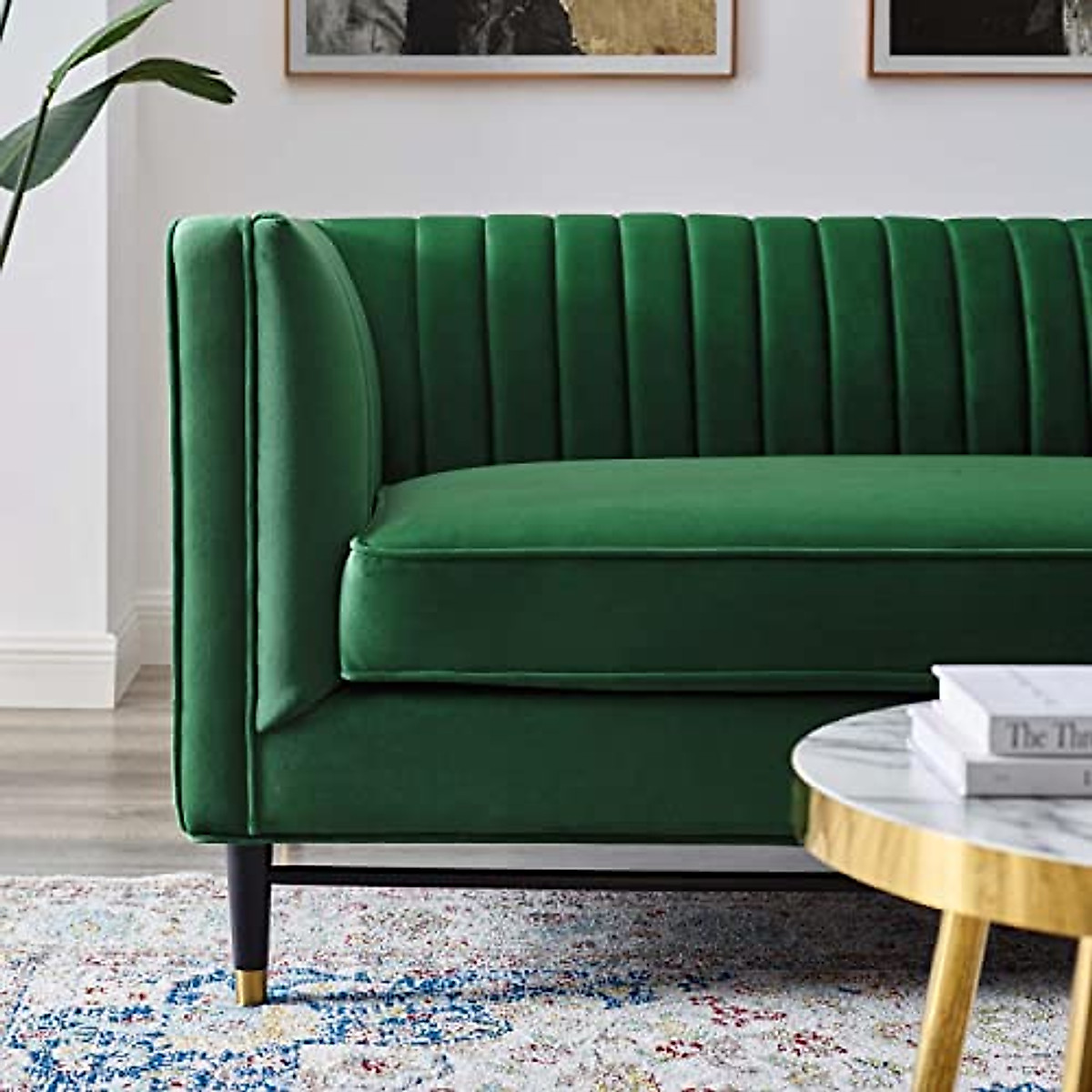 Modway Devote Channel Tufted Performance Velvet, Loveseat, Emerald