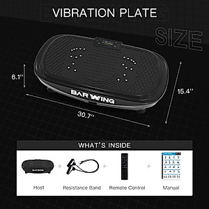 BARWING 4D Vibration Platform, Micro Vibration, Whole Body Workout Machine, Home Training Machine Equipment Balance Trainer with Remote Control Black-Black