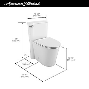 American Standard 226AA104.020 Studio S Right Height Elongated Toilet with Seat-Left Hand Trip Lever, White