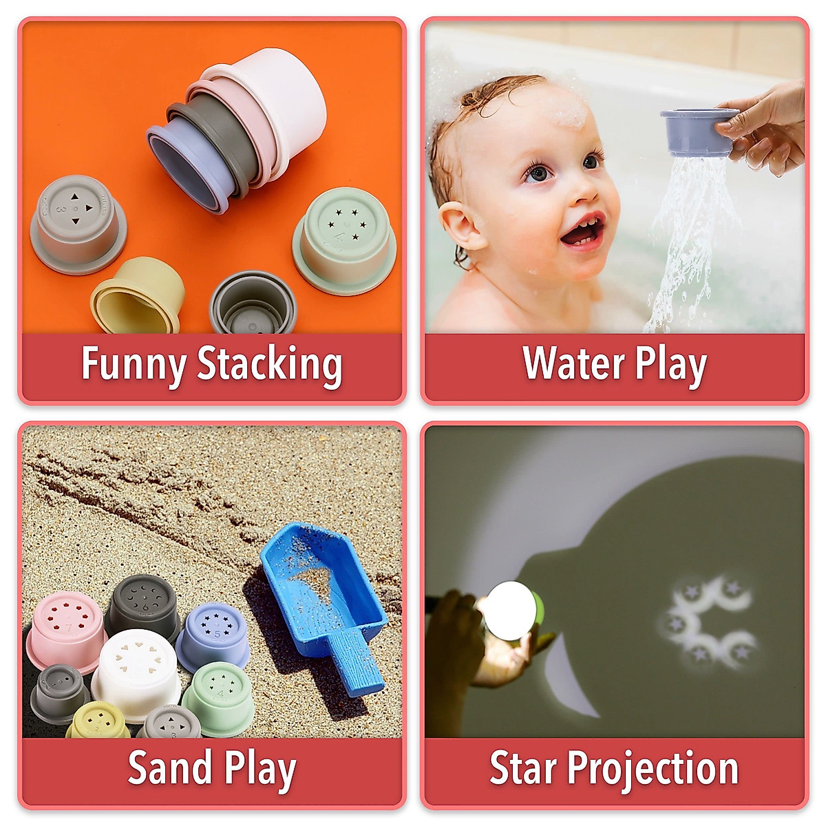 Mr. Pen- 8 Pcs, Baby Stacking Toys/Cups, Nesting Cups, Stackable Cups for Baby and Toddler