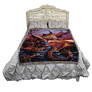 Pure Country Weavers Fire Dragon Blanket by Anne Stokes Age of Dragons Collection - Gift Fantasy Tapestry Throw Woven from Cotton - Made in The USA (72x54)